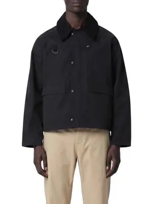 Barbour Waxed Cotton Shirt Jacket With Corduroy Collar - Black
