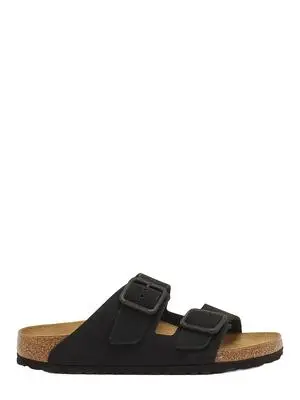 BIRKENSTOCK Birkenstock Arizona Wire Buckle Flat Sandals In Nubuck Leather Black