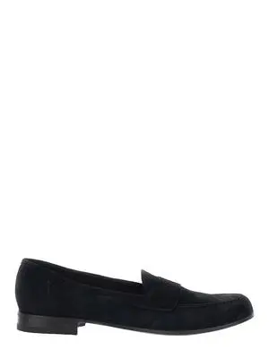 LIDFORT Suede Calfskin Loafers With Saddle Strap - Blue
