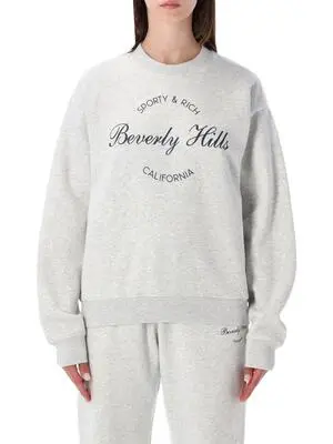 SPORTY & RICH Crewneck Cotton Sweatshirt With Contrast Logo - Grey
