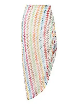 Missoni Asymmetric Ruched Knitted Midi Skirt - Multi