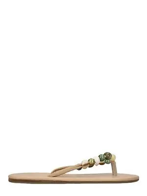 ANCIENT GREEK SANDALS Saionara Bead-embellished Thong Leather Sandals - Bone
