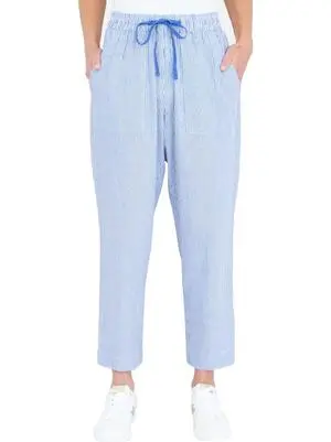 YUMI Cotton Stripe Cropped Trousers - Blue
