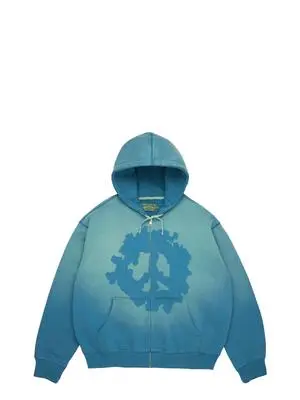 DENIM TEARS Peace Wreath Knockout Zip Hoodie - Blue