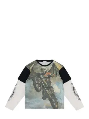 Rhude Leap Of Death" Graphic Print Long Sleeve T-shirt - Multicolor