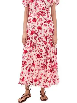 Isabel Marant Étoile Hilza Floral Fil Coupé Chiffon Skirt - Ecru/pink