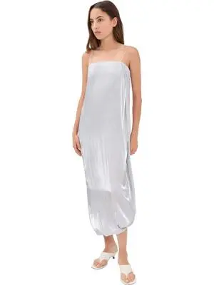 Helmut Lang Metallic Balloon Hem Slip Dress - Cloud