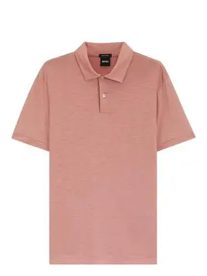 BOSS Wool-blend Polo Shirt In A Regular Fit - Light Pink