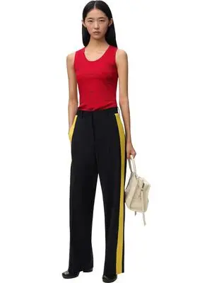 Loewe Embroidered Ribbed Stretch Cotton Tank Top - Red