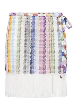 Missoni Fringed Wrap-round Knitted Mini Skirt - Multicolor