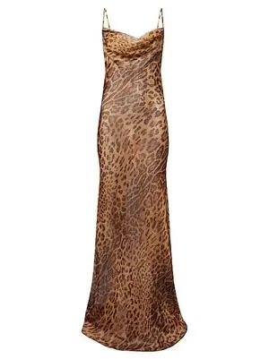 RAT AND BOA Valentina Printed Silk Maxi Dress - Brown