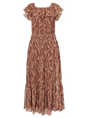 PAIGE Paige Alistair Printed Silk Midi Dress