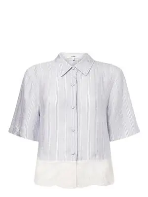 FRAME Striped Lace Silk Shirt - Chambray Multi
