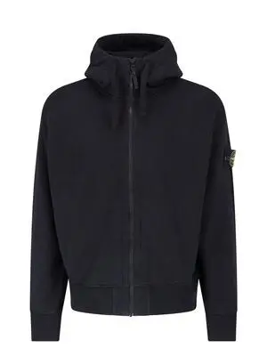 Stone Island Hooded Sweatshirt With Logo Patch - Black