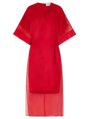 Brandon Maxwell The Zuri Silk-organza Midi Dress - Red