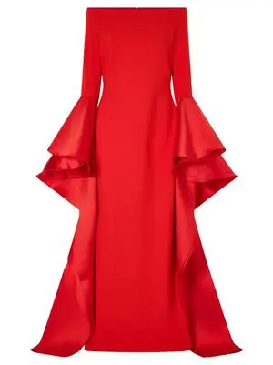 Solace London Astria Draped Satin-trimmed Crepe Gown - Red