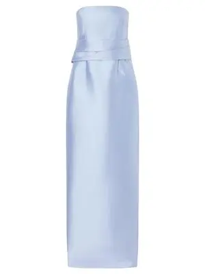 Solace London Ingrid Strapless Satin-twill Gown - Blue