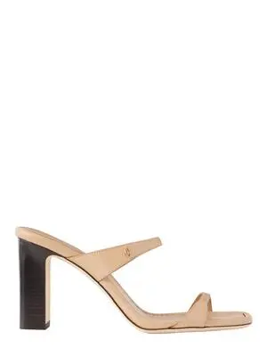 JIMMY CHOO Lucian 85 Leather Mules - Neutrals