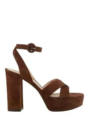 GIANVITO ROSSI Sabrina Crossover Strap Sandals - Brown