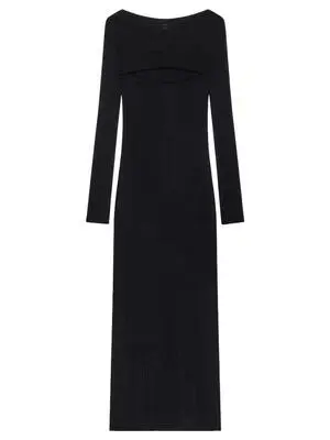 COURREGES Ribbed-knit Slash-detail Midi Dress - Black