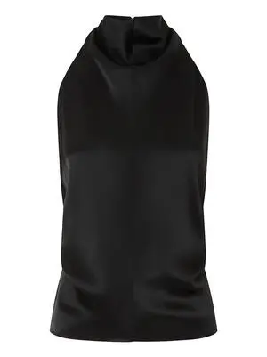 Khaite Rone Satin Halterneck Blouse - Black