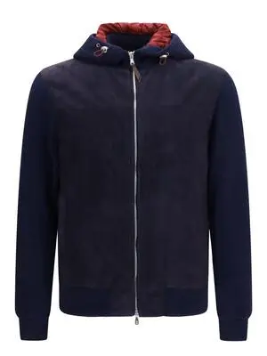 Brunello Cucinelli Brunello Cucinelli English Knit Zip-Up Jacket With Hood Blue
