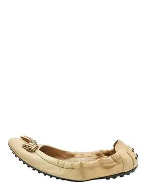 TOD'S Scrunch Tassel Ballet Flats - Neutrals