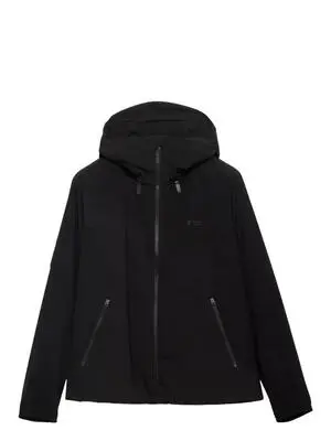 Prada Re-nylon Hooded Jacket With Embroidered Logo - Black