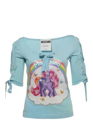 Moschino Pony-print Lace-up Top - Blue