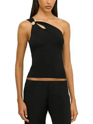 Cult Gaia Anouk Top One Shoulder With Keyhole Detail - Black