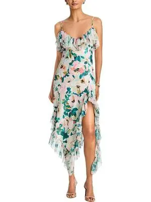 Aqua Floral Ruffle Maxi Dress - Multi