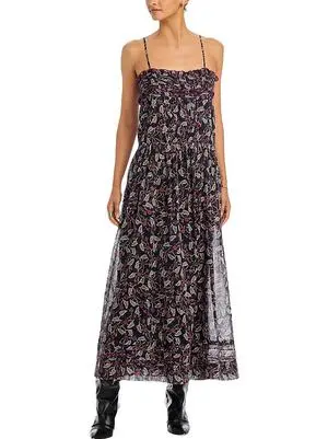 Isabel Marant Étoile Demy Floral Print Maxi Dress - Black/raspberry