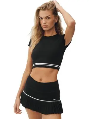 Alo Yoga ALO Cotton Cashmere My Serve Short Sleeve Top Black/white