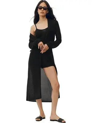 Alo Yoga Silk Cashmere Long Cardigan Top - Black