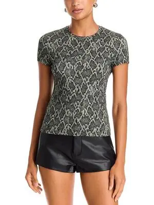 Generation Love Eva Short-sleeve Geometric Print Top - Forest Python Moss