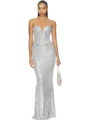 NOOKIE Dante Sequined Maxi Dress - Silver