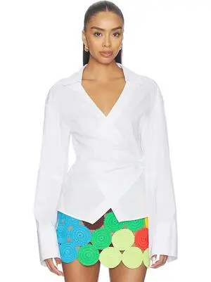SIMONMILLER Anya Poplin Wrap Top - Macadamia