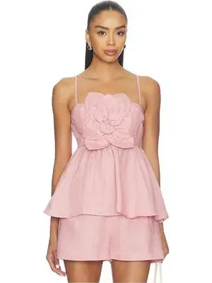 Yumi Kim Floral Detail Linen Top - Blush
