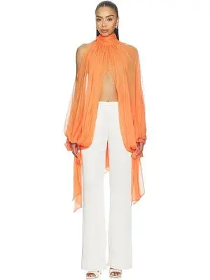 Prabal Gurung Tie-neck Cropped Cocoon Blouse - Orange