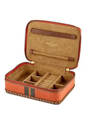 Wolf Ida Travel Zip Jewelry Case With Handle - Orange