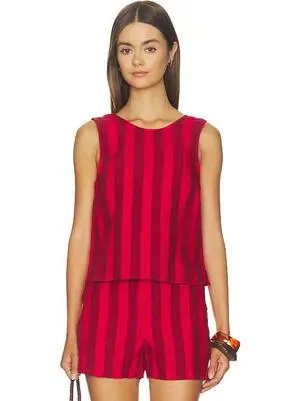 Madewell Tie Back Shell Top In 100% Linen - Red