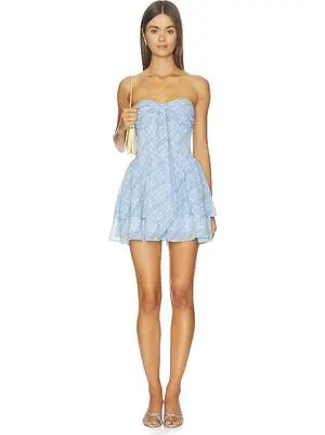 MORE TO COME Strapless Mini Dress With Ruffled Skirt - Blue