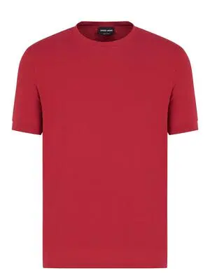 Giorgio Armani Crew-neck T-shirt In Stretch Viscose Jersey - Red