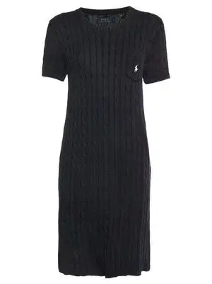 Polo Ralph Lauren Cable-knit Patch-pocket Midi Dress - Blue