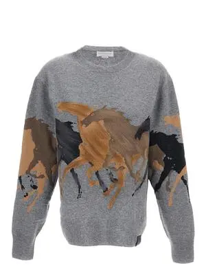 Stella McCartney Maglia Girocollo Racing Horses - Grigio
