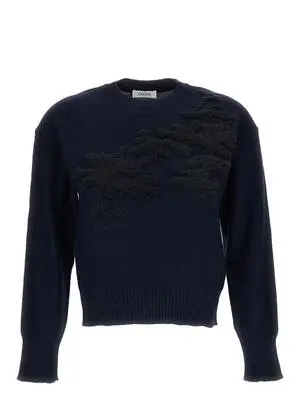 ERDEM Erdem Floral Jacquard Merino Wool Cropped Sweater