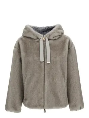 Herno Faux Fur Bomber Jacket - Grey