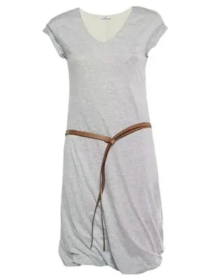 Brunello Cucinelli Belted Midi Dress - Grey
