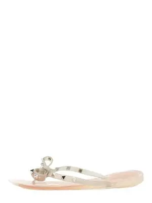 Valentino Garavani Embellished Flip Flops - Silver