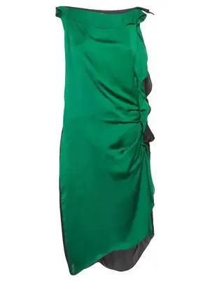 LANVIN Ruffled Sleeveless Asymmetric Hem Midi Dress - Black